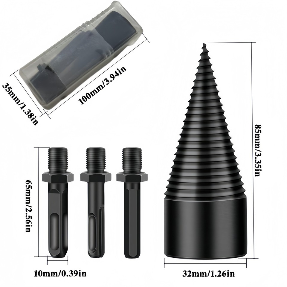 Wood Splitter Drill Bit Cone Splitter 85mm with Carbon Steel and Three ...