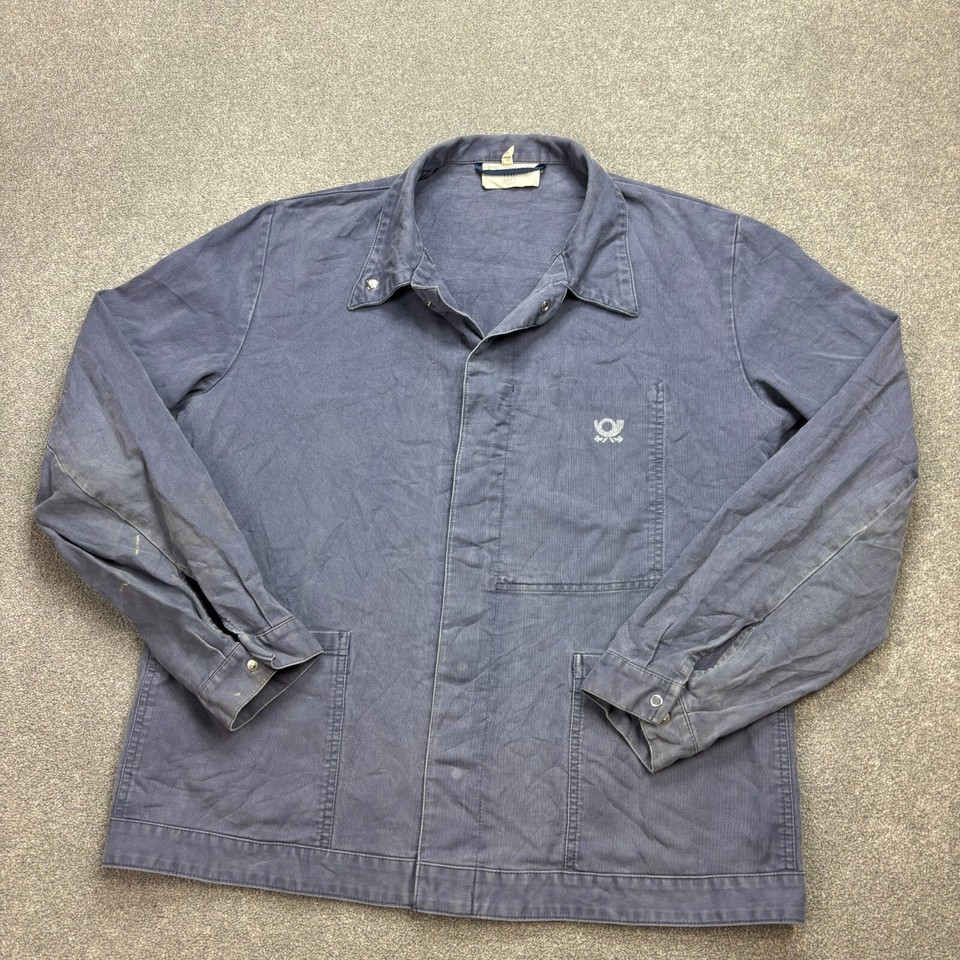 French Jacket Adult Large Blue VTG Military Work Wear Chore Utility ...