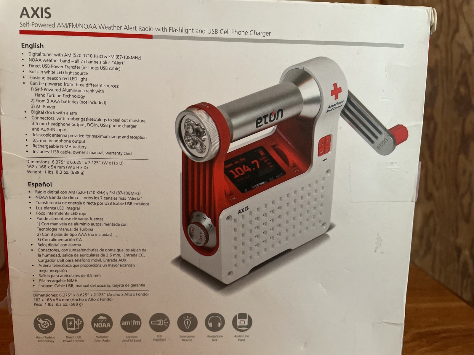 Eton American Red Cross Axis Self-powered Safety Hub With Weather Radio ...
