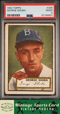 1952 Topps - George Shuba - Rookie RC High #326 Brooklyn Dodgers PSA 2 ...