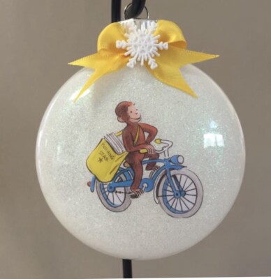 Curious George 4” Round Disk Shaped Glass Ornament, Handmade In The USA ...