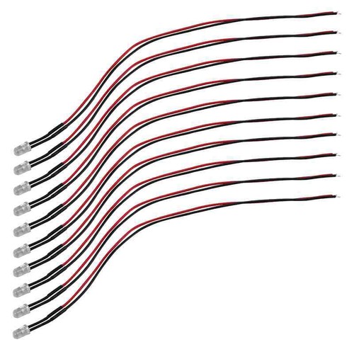 4X(10Pcs 5mm Pre-Wired Diffused LED Diodes Light 20ma DC 3-6V White ...