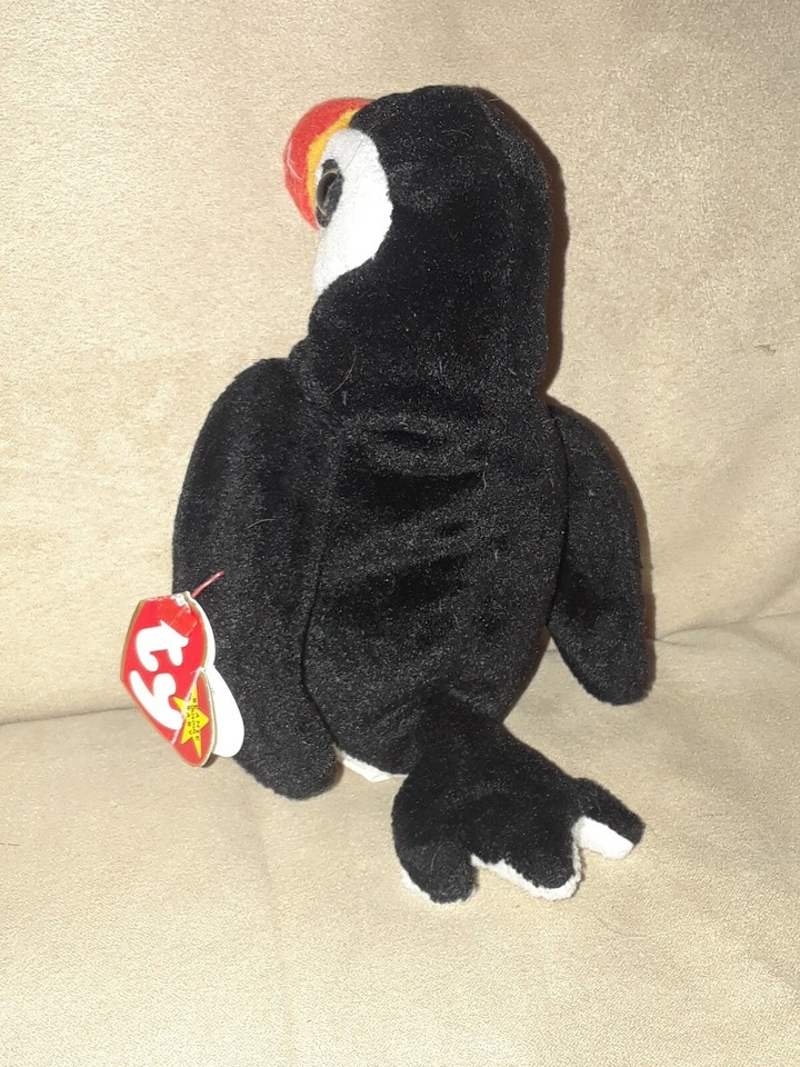TY Beanie Original Baby Babies PUFFER Puffin Bird Plush Doll 1997 w ...