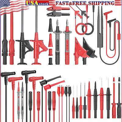 Silicone Multimeter Test Leads Kit 33PCS with Replaceable Wire Piercing ...