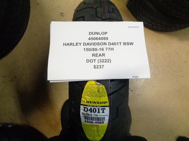 Dunlop - 45064089 - D401 Harley Davidson Rear Tire, 150/80B16 for sale ...