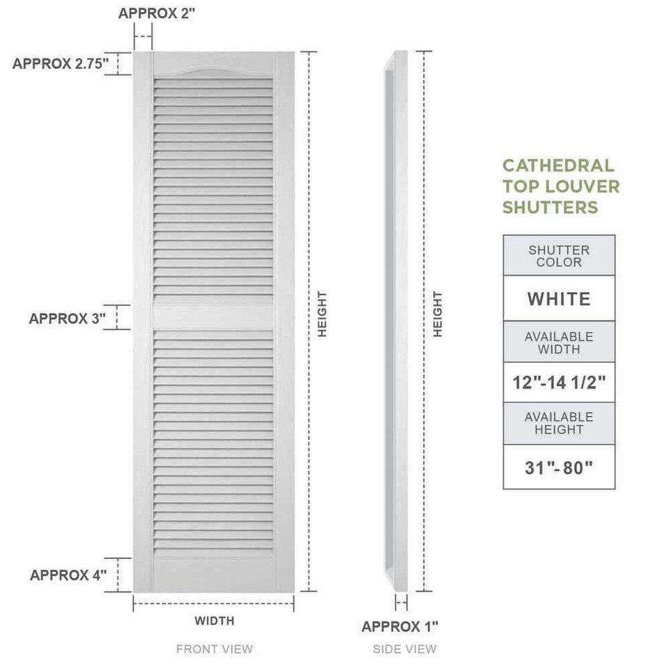 Builders Edge Louvered Shutter 60"Hx14.5"W Vinyl Exterior Shutters Pair ...