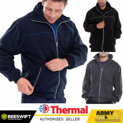Beeswift Workwear Fleece Jacket Plain Full Zip Pockets Outdoor Work ...