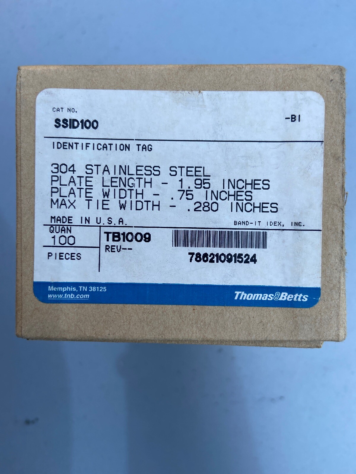 NEW PANDUIT SSID100 ID tAg 304SS Stainless - Bag of 100 - .75" Width x ...