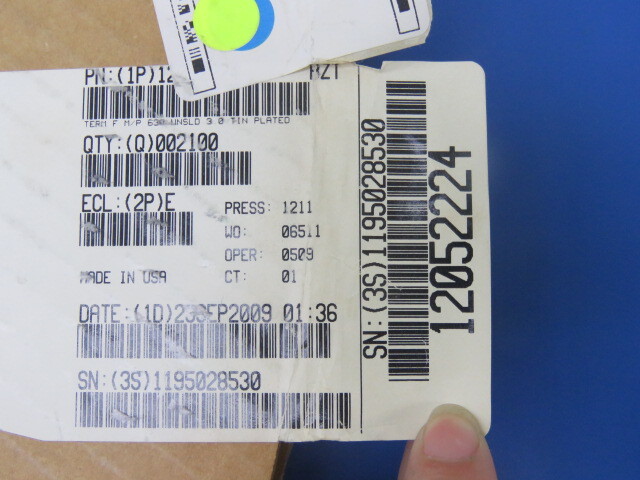 Delphi 12052224 Qty of 250 per Lot TERMINAL 3.0MM [12AWG] 630 SER M/P ...