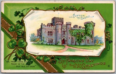 Postcard St Patricks Day Greetings Clifton Castle 1918 Hu | eBay
