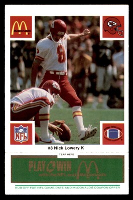 1986 McDonald's Football Green #297 Chiefs Nick Lowery #8 NM/MT *g2 | eBay