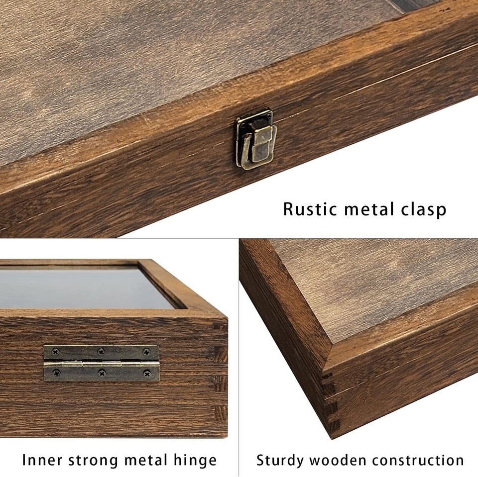 Gun Display Case Brown Wood Handgun Pistol Revolver Glass Lock Knife ...