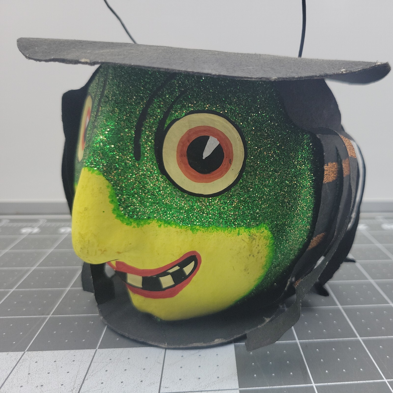 Vintage Dept 56 HALLOWEEN PAPER MACHE Lg Glitter Witch Candy Bucket | eBay