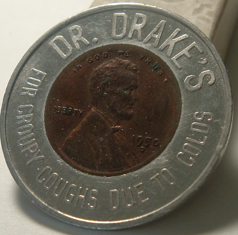 Encased Penny / Token Good Luck Dr Drakes Croup Cough Medicine 1950 | eBay
