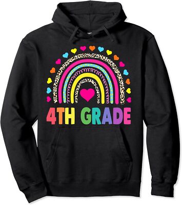 4rd Grade Education Leopard Rainbow School Funny Gift Unisex Hooded ...