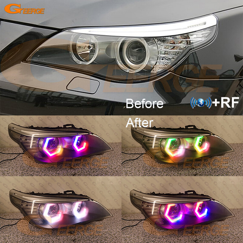 For BMW E60 E61 LCI BT APP Dynamic Multi Color RGB LED Angel Eyes Hex ...