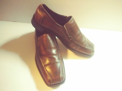 Mens NATHA STUDIO Brown LEATHER Shoes Loafer Dress Casual Slip On Size ...