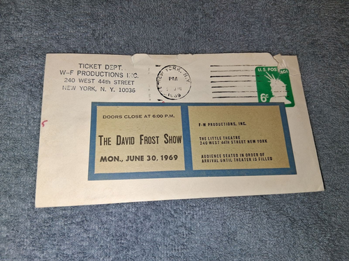 ORIGINAL JUNE 30,1969 DAVID FROST TALK SHOW NEVER USED TICKET WITH ...