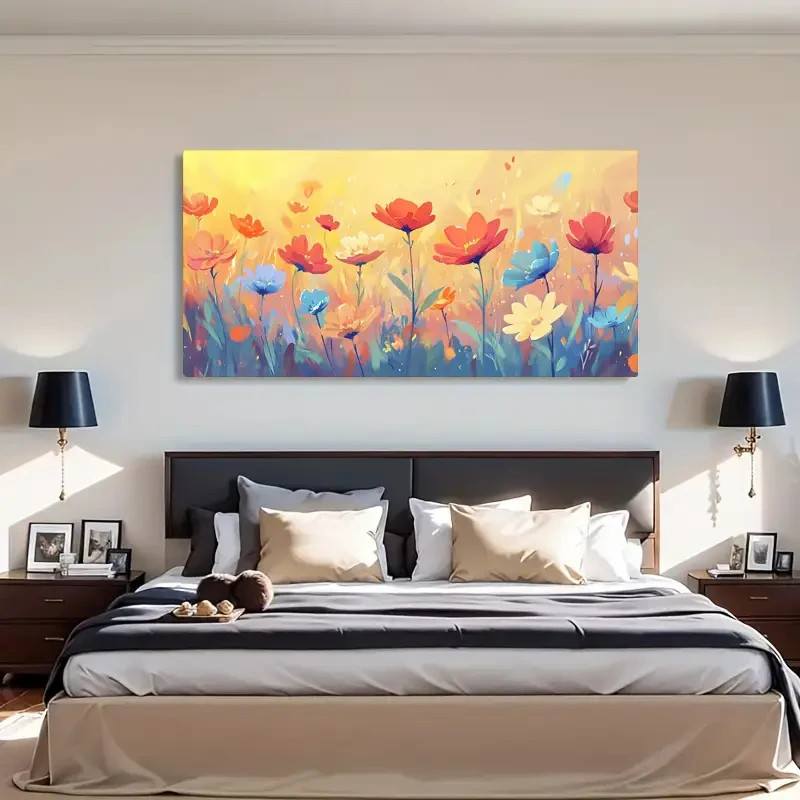 Abstract Flower Landscape Print Unframed Canvas Painting for Living ...
