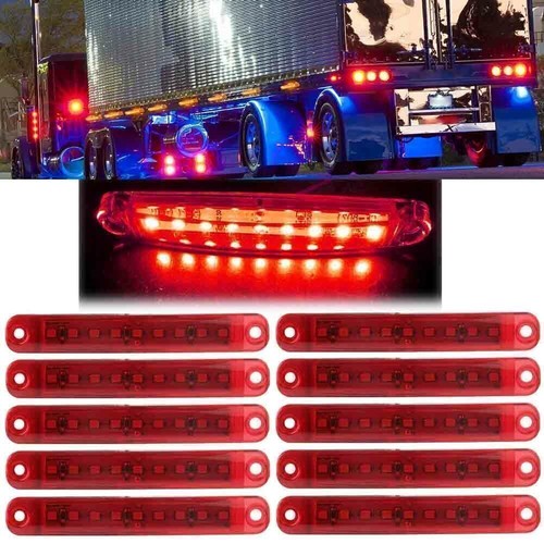 10x Red 9 LED Sealed Side Marker Clearance Light 12V Car Truck Trailer ...