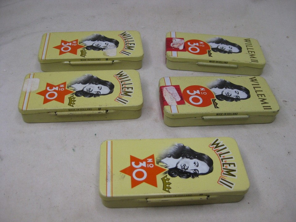 5x vintage WILLEM II Cigars Tobacco tin Holland tobacciana empty tins ...