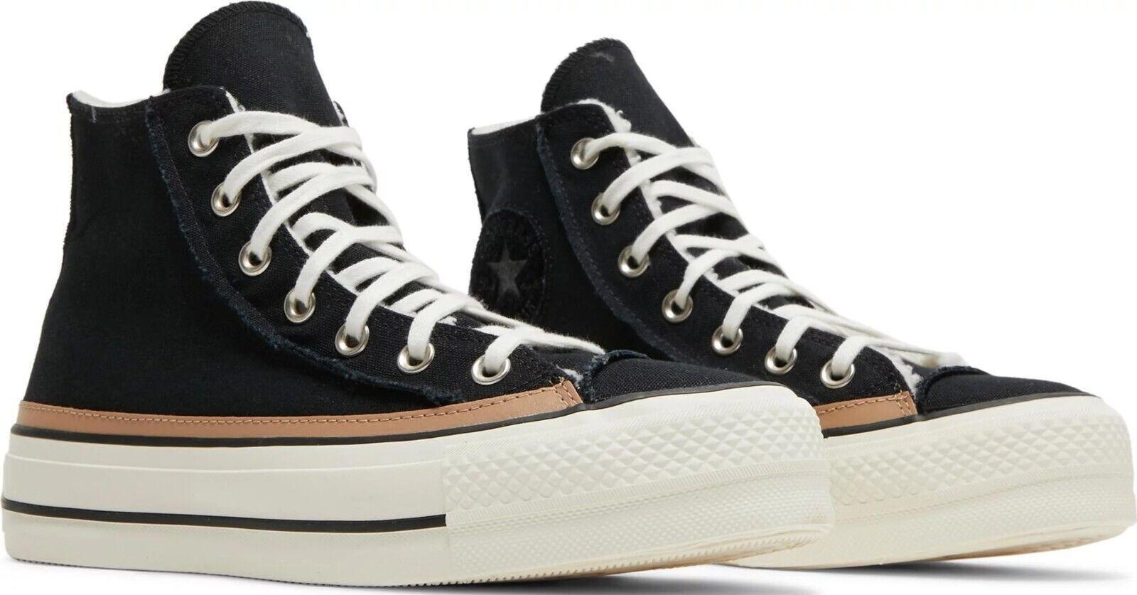 Size 8 - Converse Chuck Taylor All Star Raw Edge Platform High Black ...