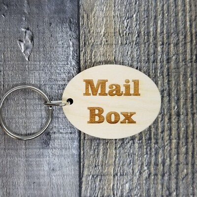 Mail Box Wood Keychain Key Ring Keychain Gift - Key Chain Key Tag Key ...