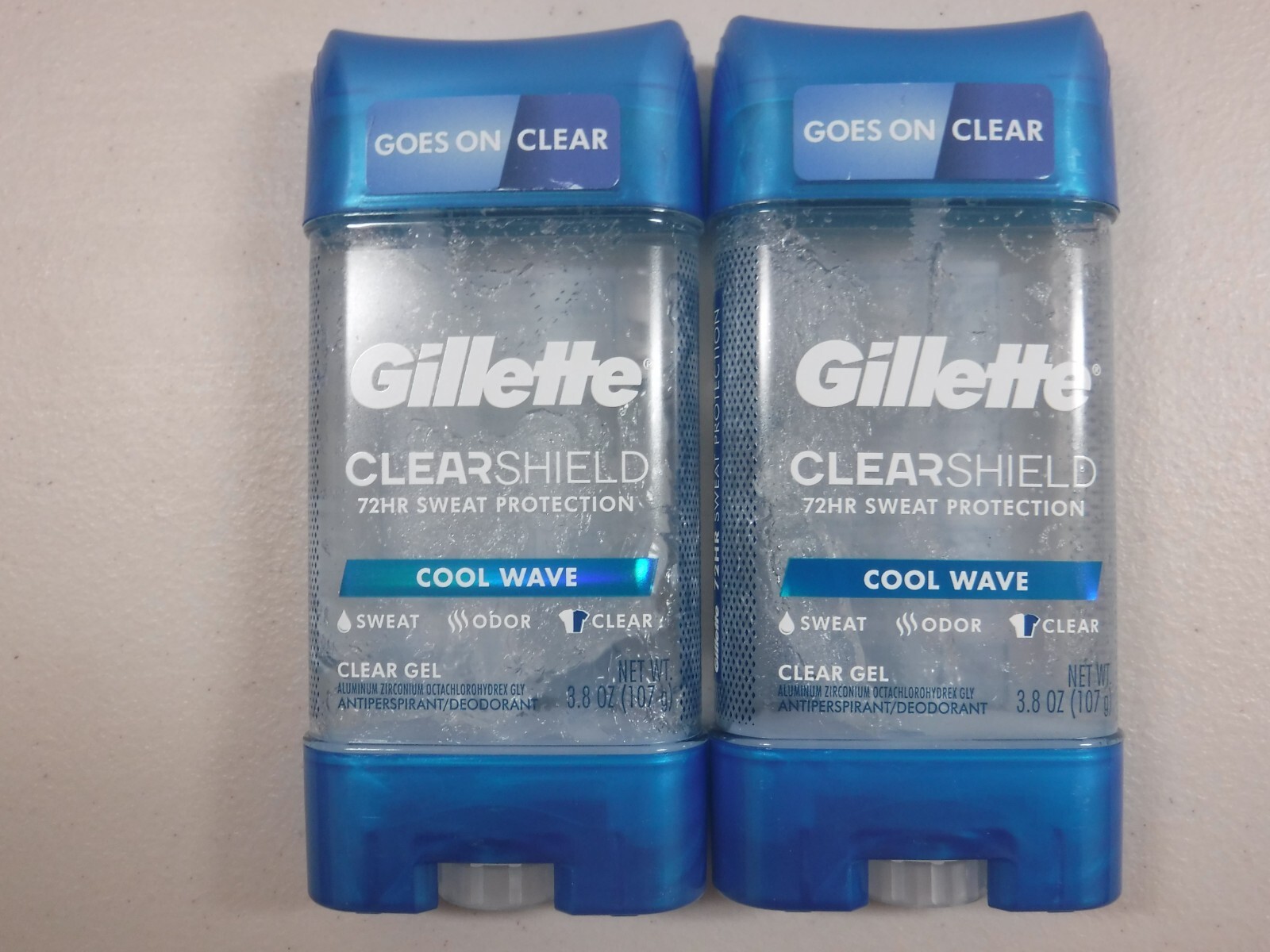 2 Gillette ClearShield Cool Wave Gel 72 Hr Antiperspirant Deodorant 3.8 ...