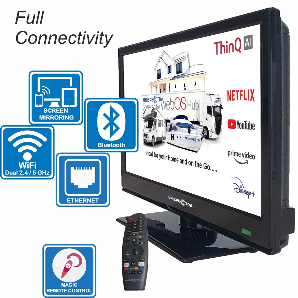 Unispectra® 16" Smart TV (webOS), Magic Remote 12V TV for Motorhome ...