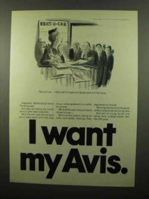 1975 Avis Car Rental Ad - I Want Avis | eBay