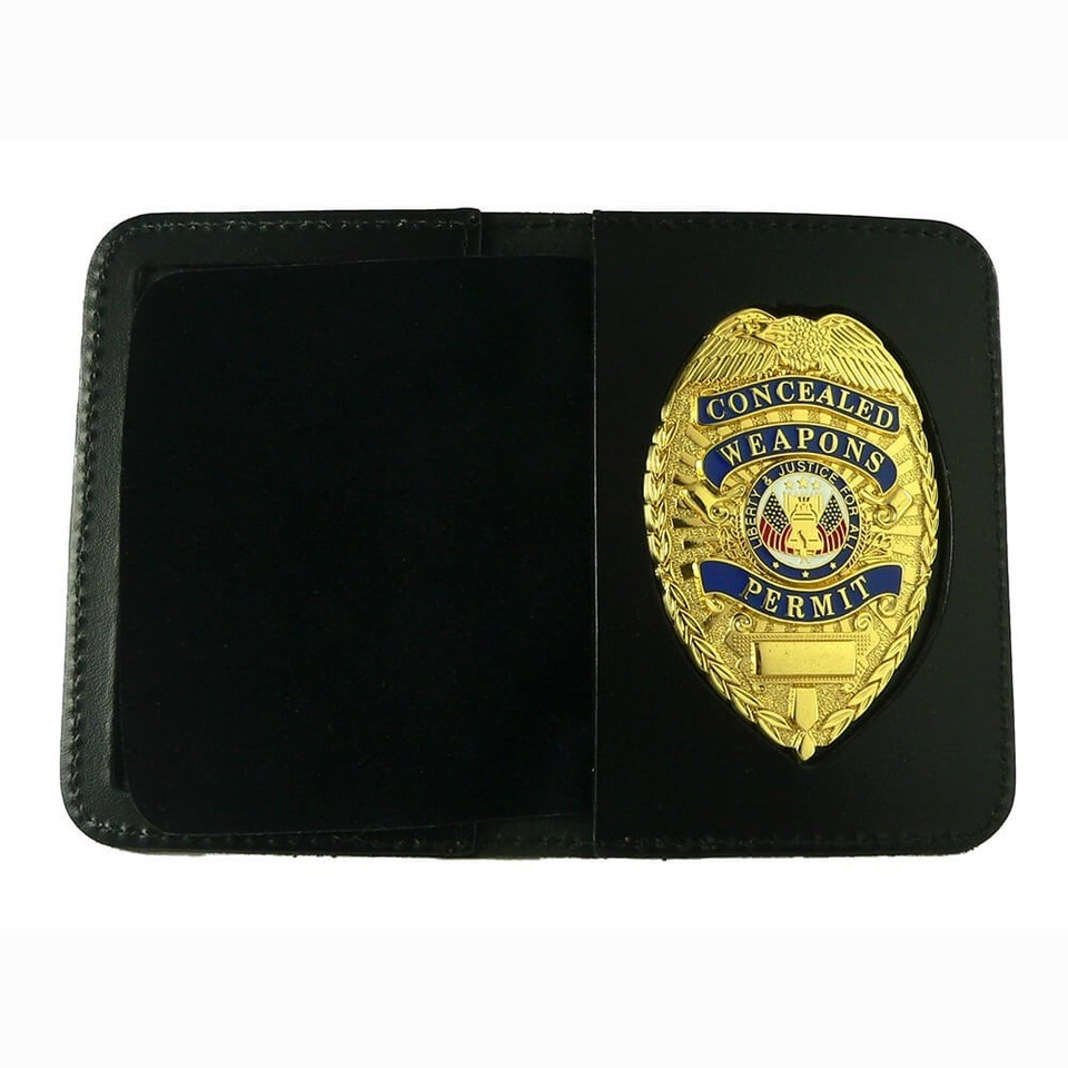 Leather Badge Case for Concealed Weapons Badge CCW CWP CCL Wallet ID ...