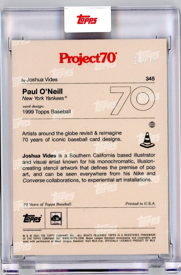 2021 TOPPS PROJECT 70 - PAUL O'NEILL BY JOSHUA VIDES - RAINBOW FOIL 24/ ...