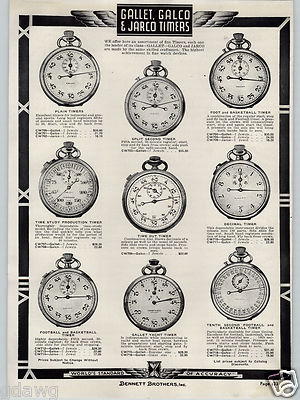 1936 PAPER AD Jarco Gallet Galco Pocket Timers Football Basketball ...