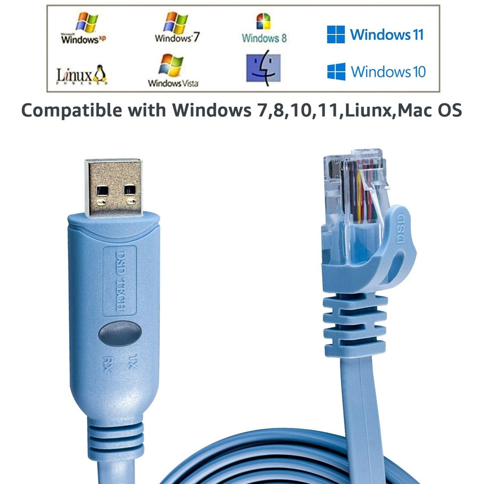USB to Console Cable PL2303GT Chip for Routers Switches 1.8M 5.9FT RJ45 ...