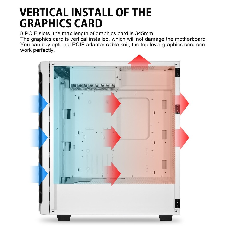 Segotep Phoenix T1 PC Case E-ATX ATX White Full Tower Gaming Computer ...