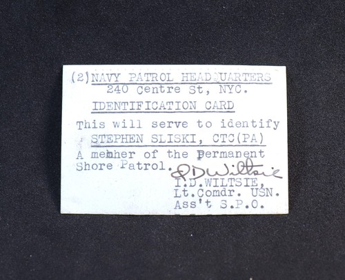 Vintage Navy Patrol HQ NYC ID Card Signed with Fingerprints WWI WWII ...