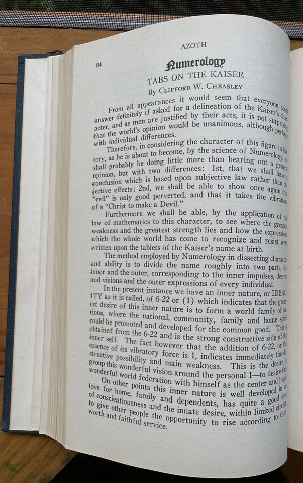 AZOTH MAGAZINE - July-Dec 1918, 6 ISSUES ASTROLOGY THEOSOPHY OCCULT ...