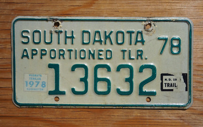 1978 South Dakota APPORTIONED PRORATE TRAILER License Plate | eBay
