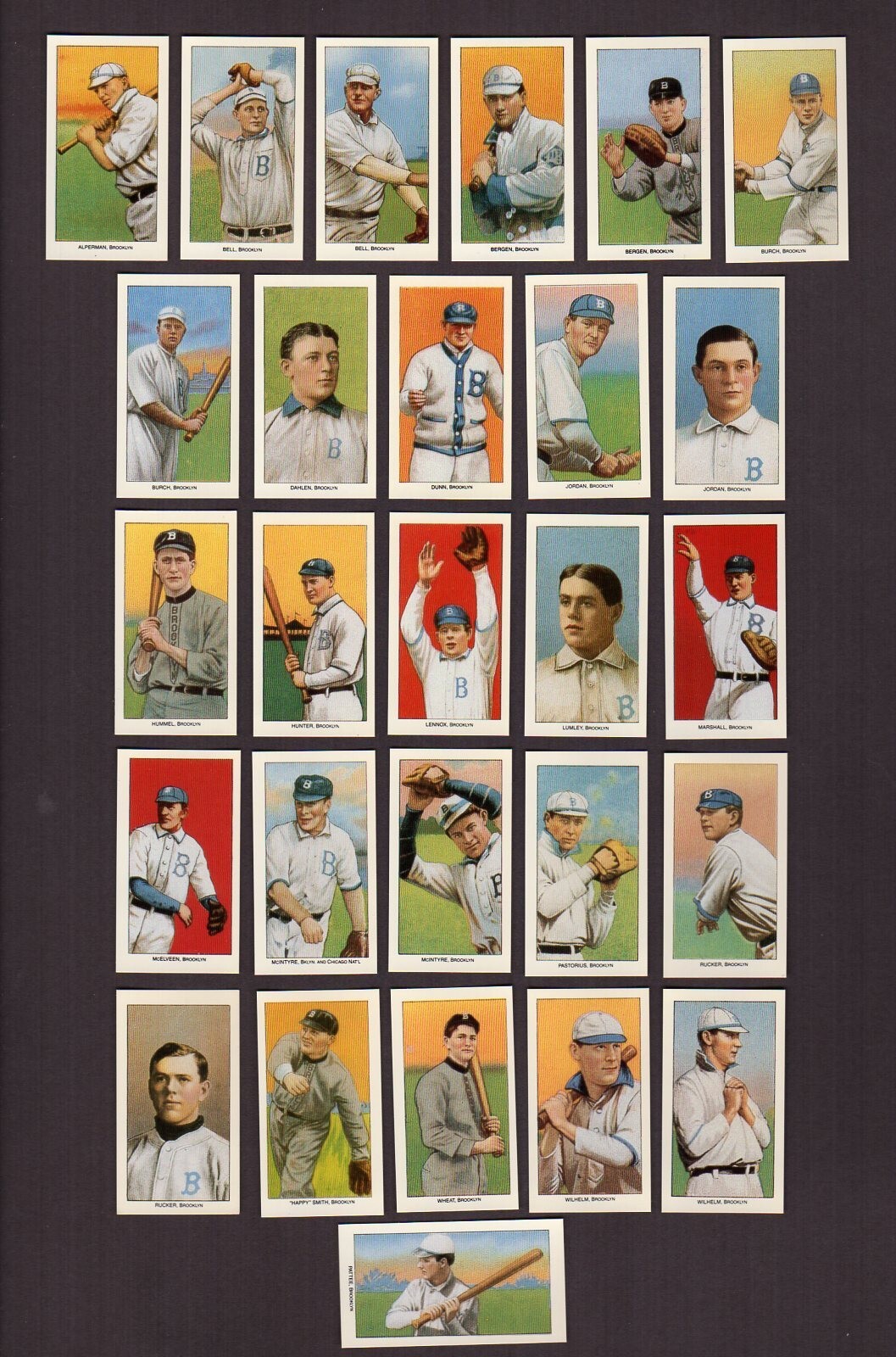 1909-1911 BROOKLYN DODGERS ~ T206 CCC Complete Team REPRINT Set ~ ALL ...