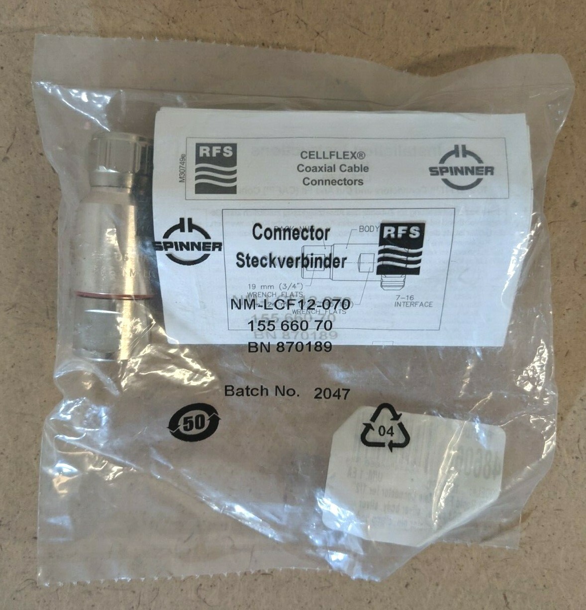 *NEW* RFS SPINNER CELLFLEX Coaxial Cable Connector Steckverbinder NM ...