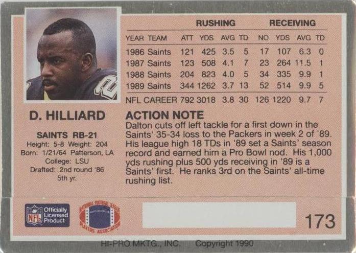 1990 Action Packed Dalton Hilliard #173 for sale | eBay