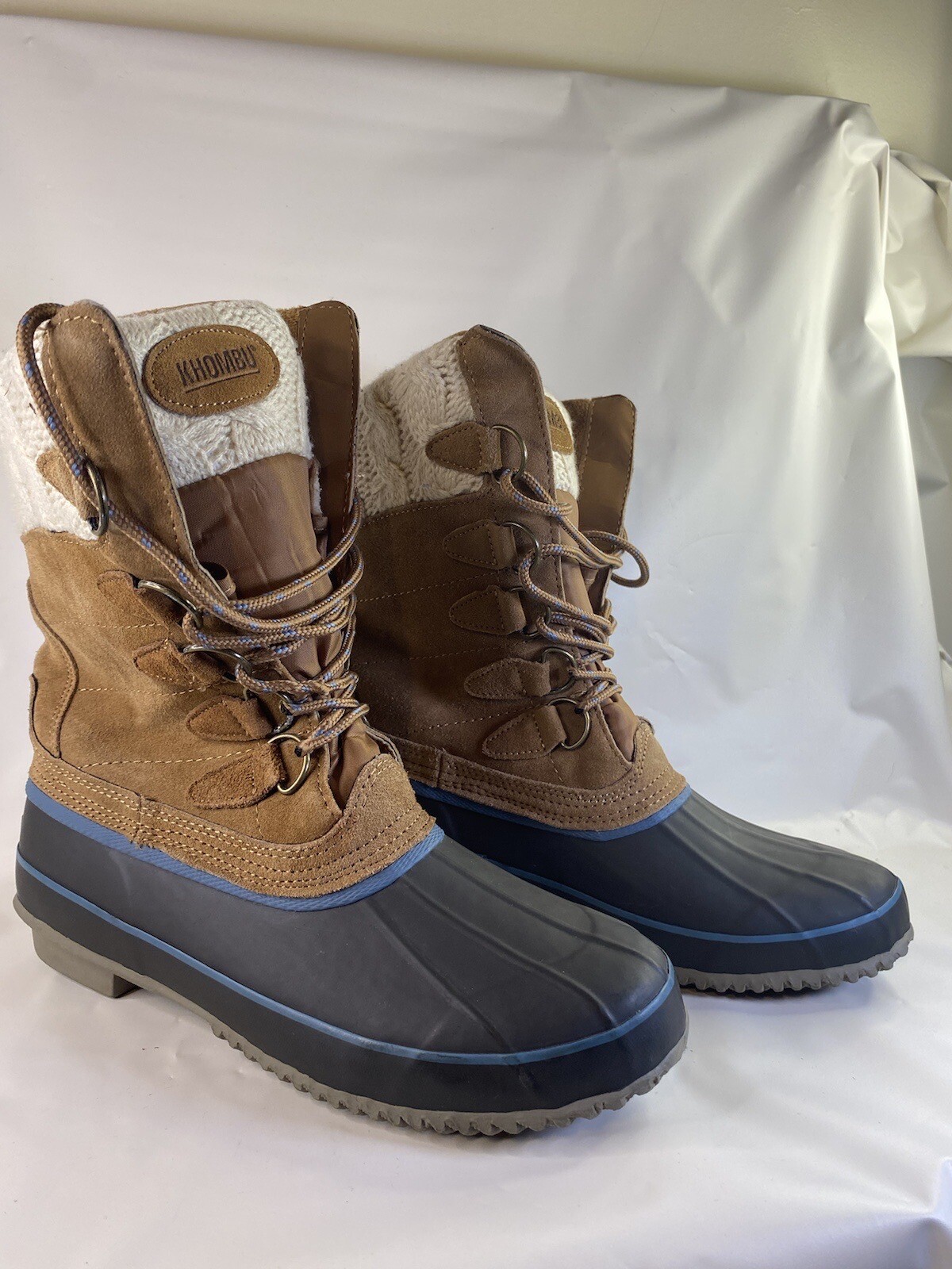 WOMENS KHOMBU COZY TAN TALL SUEDE SNOW DUCK BOOTS SIZ… - Gem