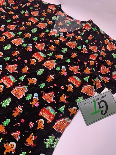 Gingerbread Houses/GB KIDS Skiing Womens Scrub Top-NWT Holiday Size M ...