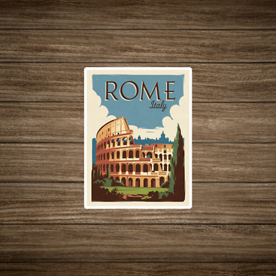 Vintage Travel sticker Sticker - Rome Italy Colosseum Cityscape #3134 ...