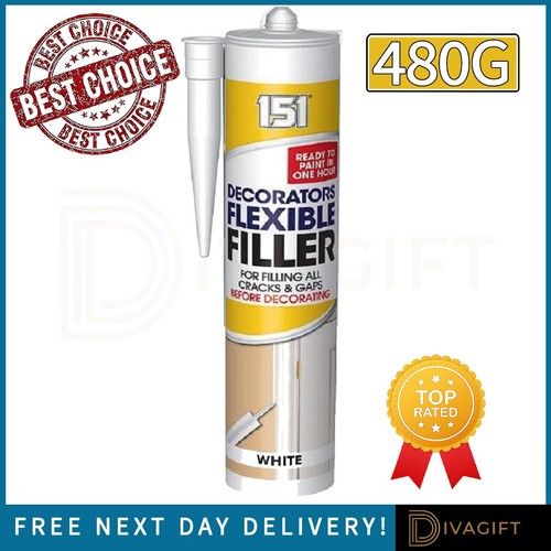 FLEXIBLE GAP CRACK FILLER DECORATORS WHITE ACRYLIC QUICK DRYING EASY ...