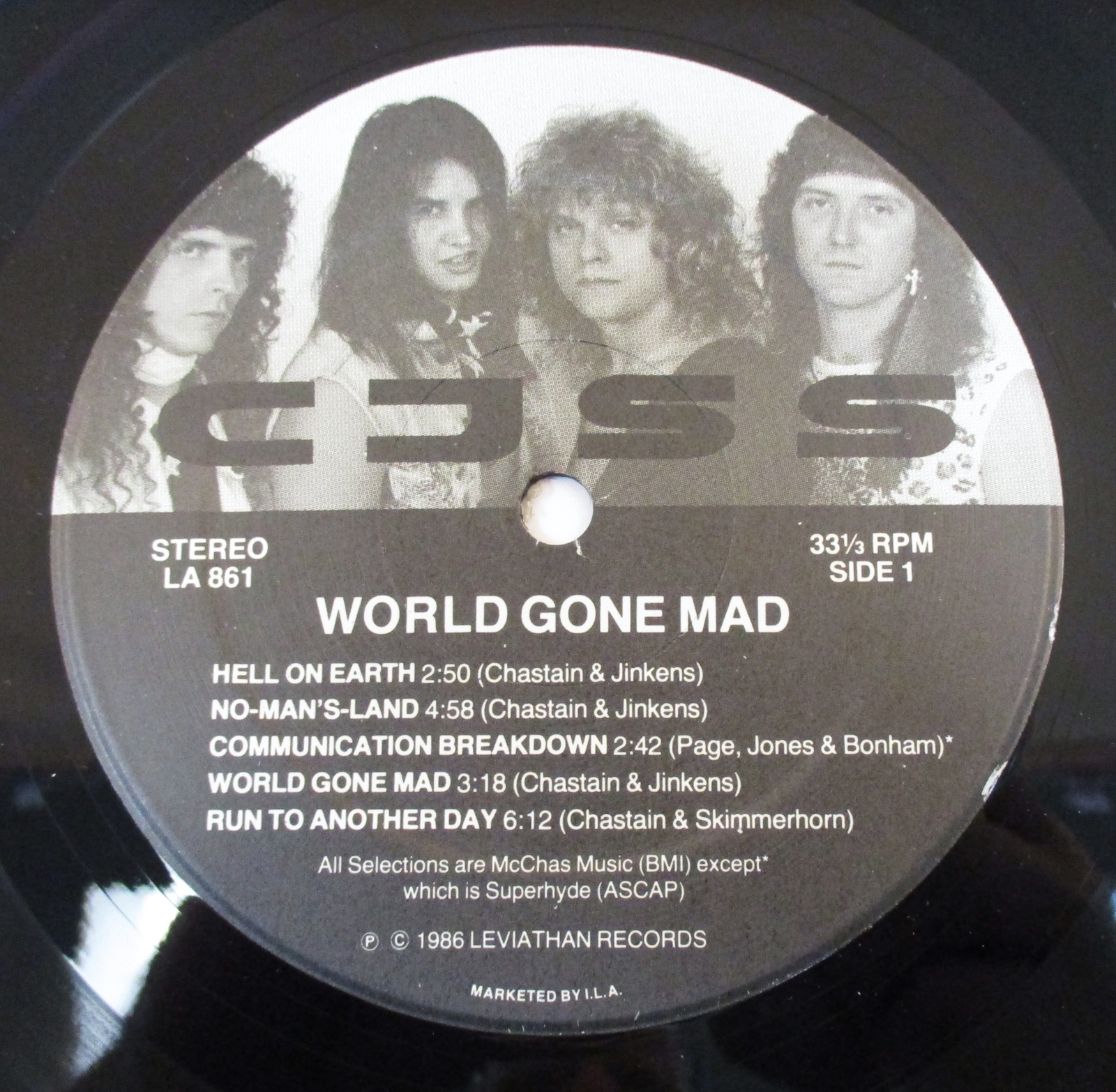 CJSS WORLD GONE MAD 1986 VINYL LP SIGNED BY DAVID CHASTAIN HEAVY METAL ...