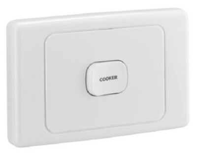 Clipsal COOKER SWITCH 32A 415V 1-Gang 2-Pole Horizontal, Marked WHITE ...