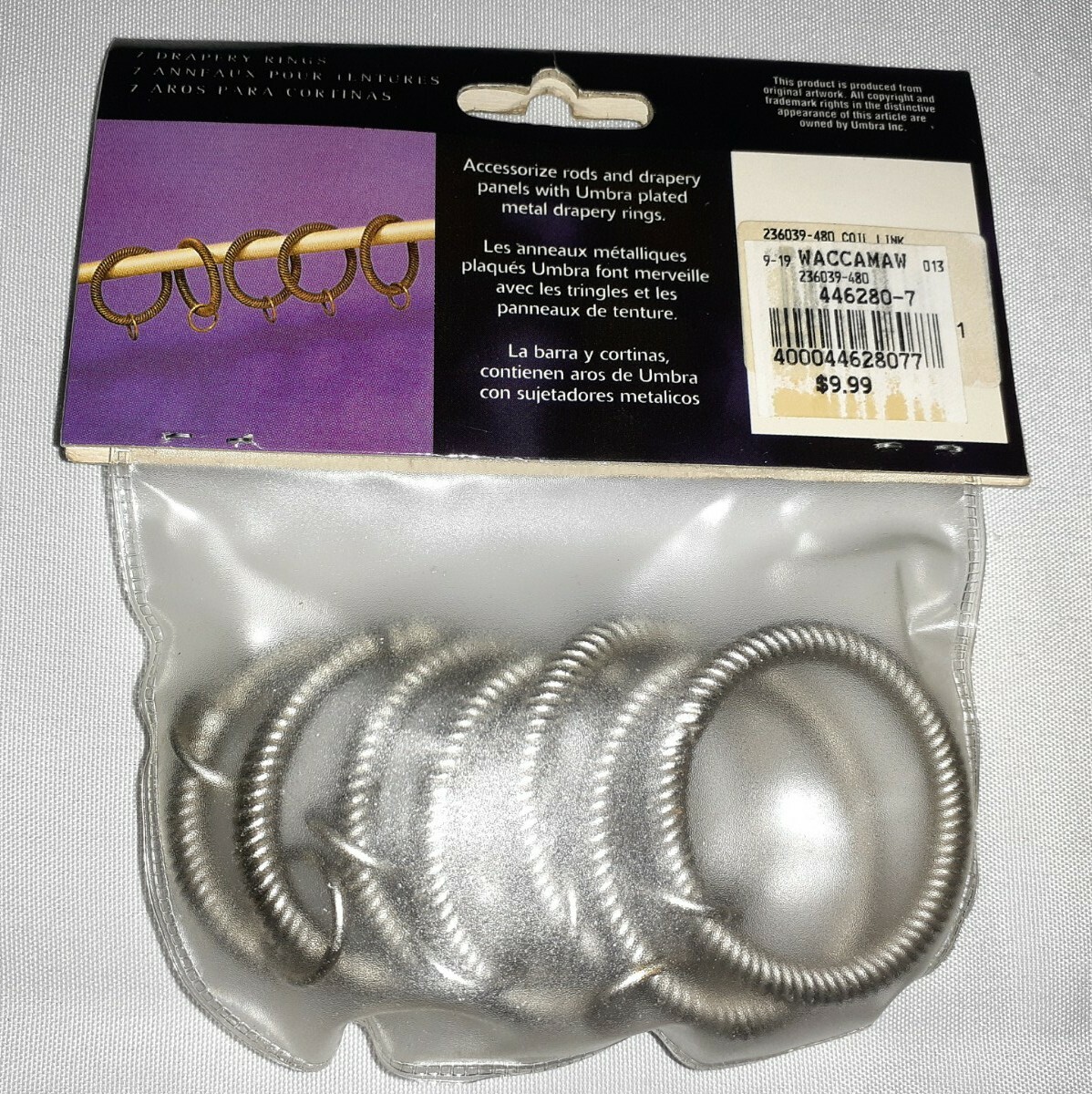 NOS Set of 7 Umbra Coil Link Spiral Corkscrew Loop Silver Metal Drapery ...