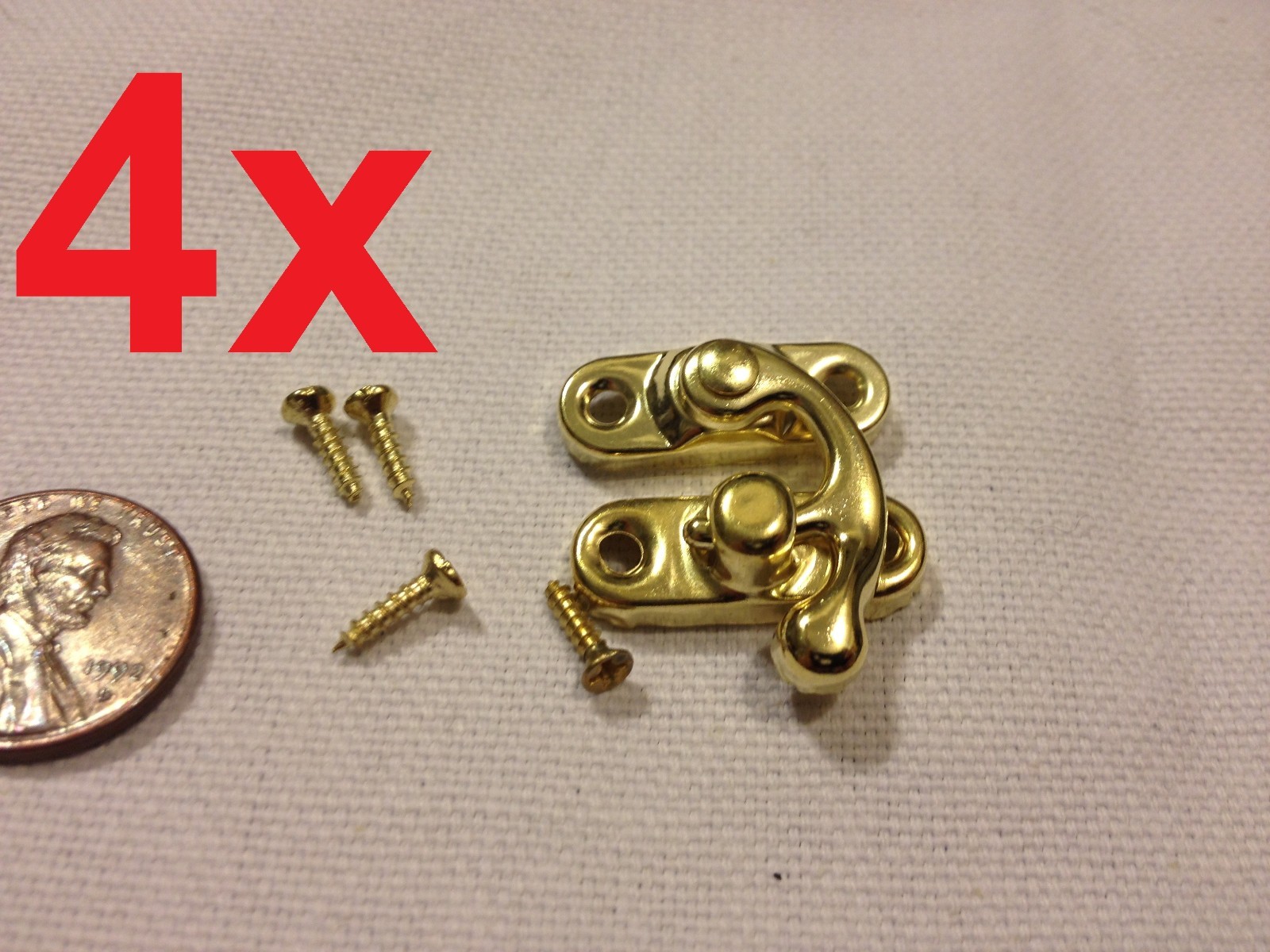 4pcs GOLD (S) Latch clasp small mini doll house Antique hook Carved box ...