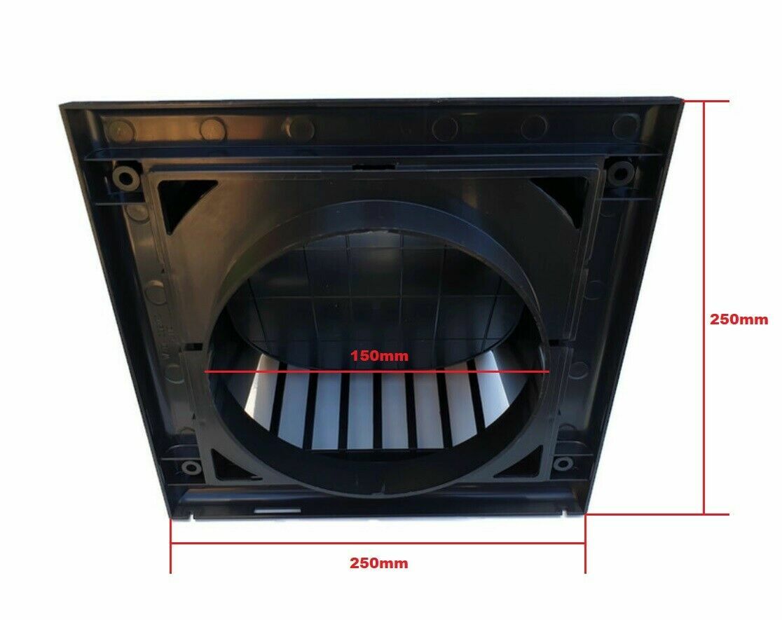 Black External Hooded Wall Air Vent - 150mm / 6" - Cowled Anti Back ...